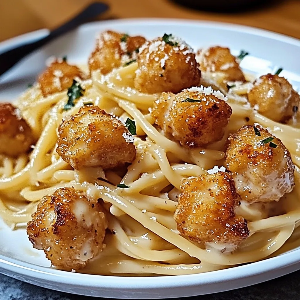 Golden Garlic Chicken Bites Over Creamy Parmesan Pasta: An Incredible ...