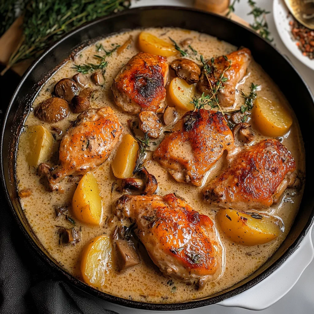 Herb Roasted Chicken in Creamy White Sauce with Mushroom and Potatoes: An Incredible 7-Step ...